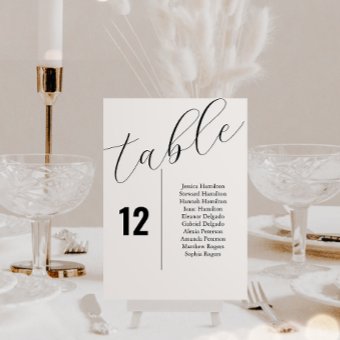 Elegant Wedding Table Number Seating Chart Cards | Zazzle
