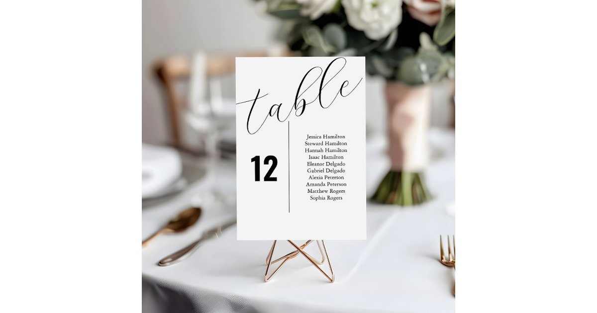 Elegant Wedding Table Number Seating Chart Cards | Zazzle