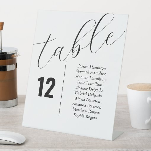 Elegant Wedding Table Number Seating Chart Cards Pedestal Sign | Zazzle