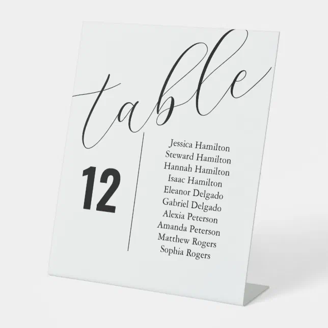 Elegant Wedding Table Number Seating Chart Cards Pedestal Sign | Zazzle