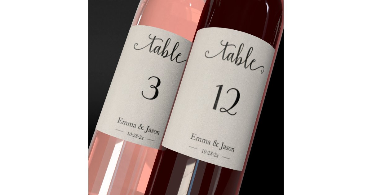 Elegant Wedding Table numbers Wine bottle lable Sticker | Zazzle