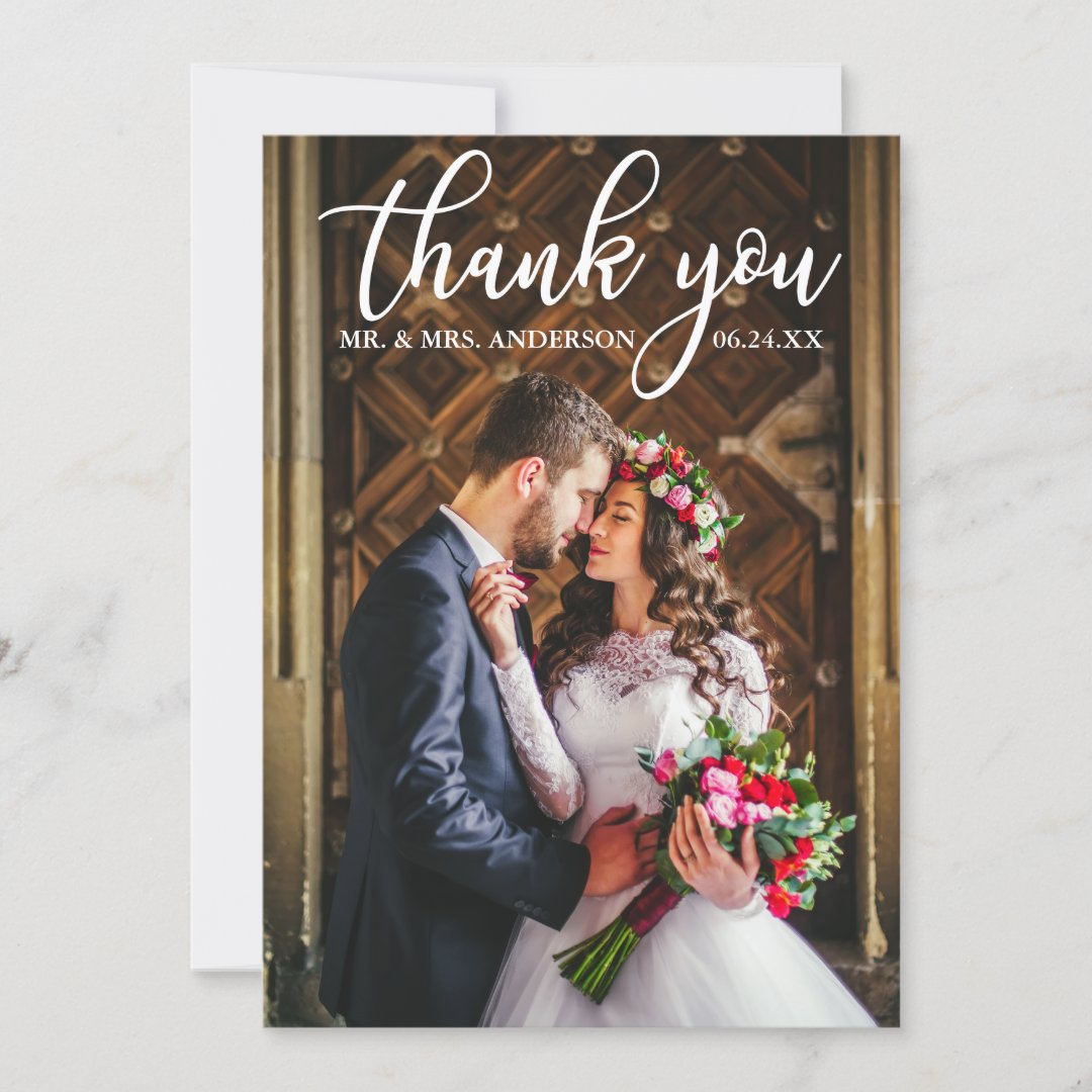 Elegant Wedding Thank You Bride and Groom Photo | Zazzle