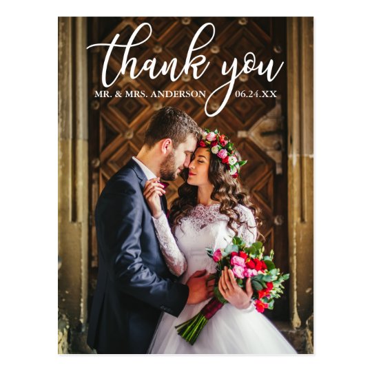 Elegant Wedding Thank You Bride and Groom Photo Postcard | Zazzle.com