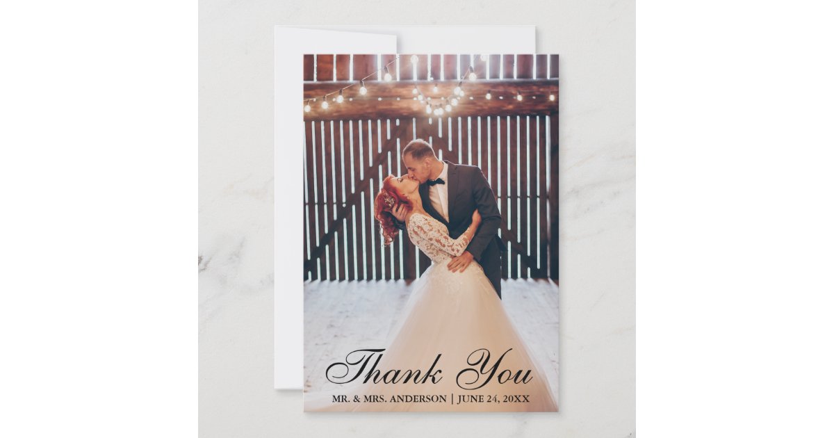 Elegant Wedding Thank You Bride Groom Photo | Zazzle