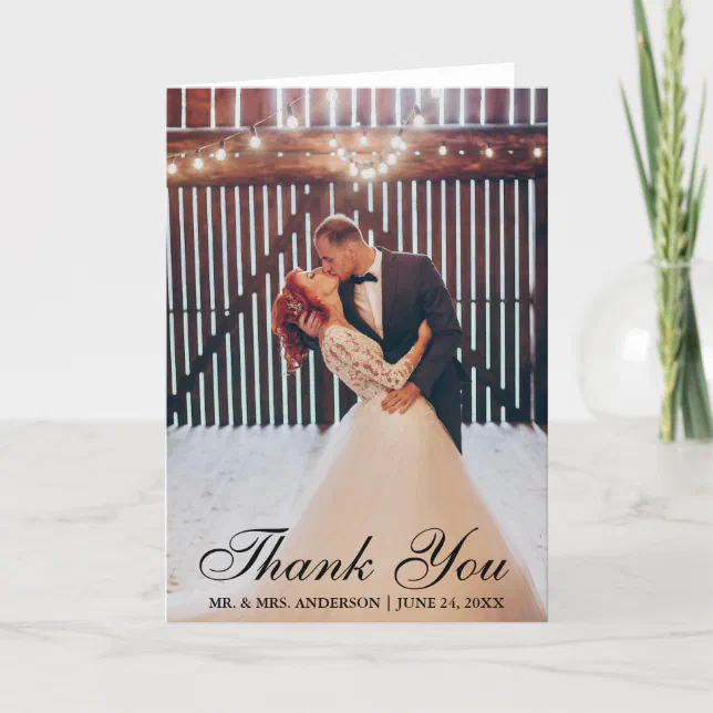Elegant Wedding Thank You Bride Groom Photo Fold | Zazzle