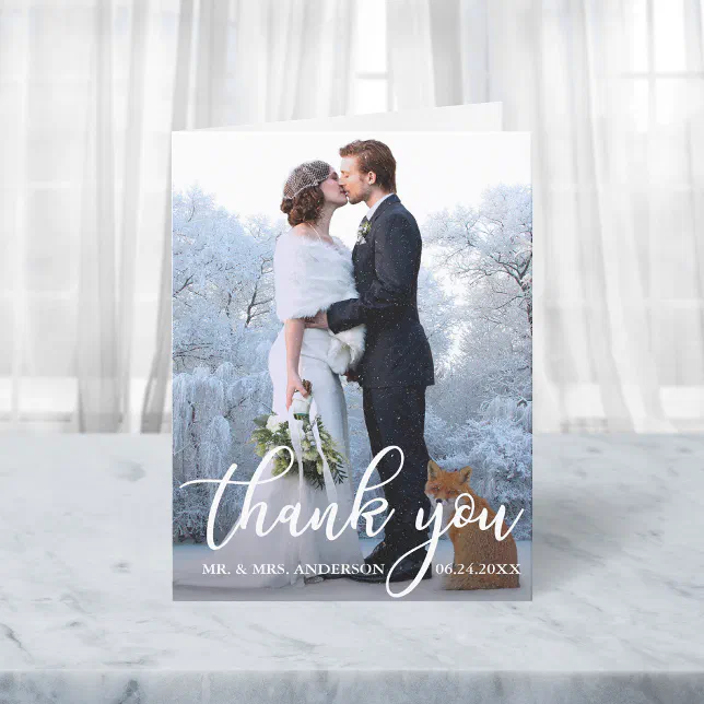 Elegant Wedding Thank You Bride Groom Photo Note | Zazzle