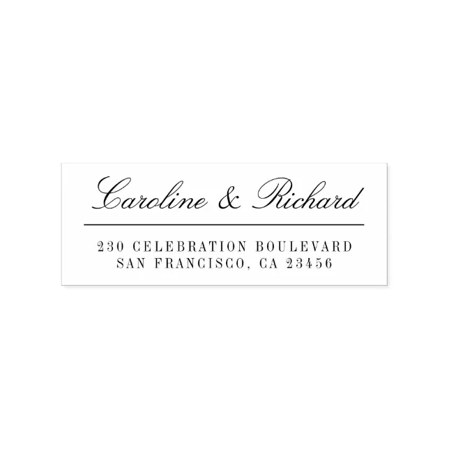 Elegant Wedding Typography Custom Return Address Rubber Stamp | Zazzle