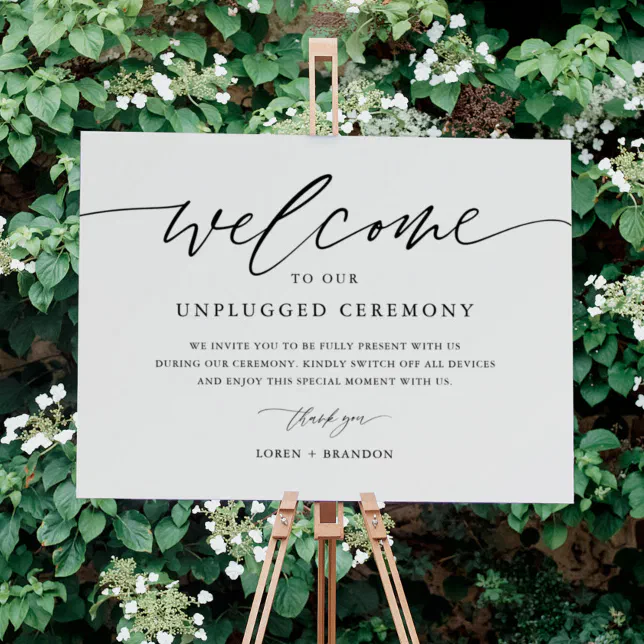 Elegant Wedding Unplugged Ceremony Sign | Zazzle