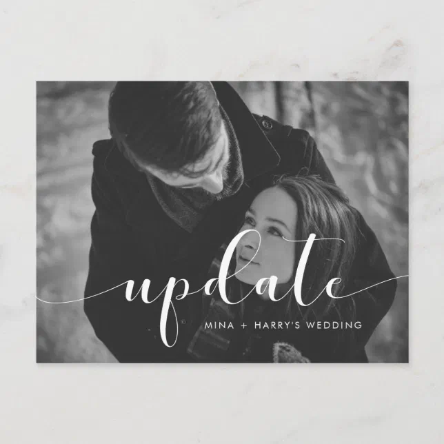 Elegant wedding update announcement photo postcard | Zazzle