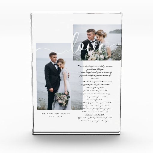 Elegant Wedding Vows Love Script Minimal Two Photo | Zazzle