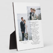 Elegant Wedding Vows Love Script Minimal Two Photo Plaque | Zazzle