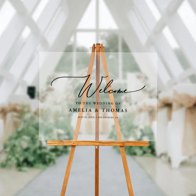 Elegant Wedding Welcome Acrylic Sign | Zazzle
