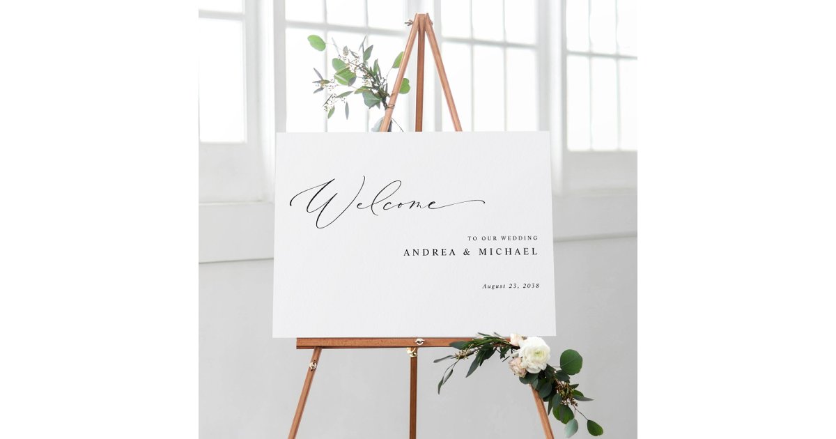 Elegant Wedding Welcome Sign Simple Modern | Zazzle