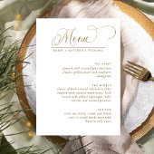 Elegant Wedding, White and Gold Calligraphy Menu | Zazzle