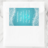 Elegant Wedding Wine Label Sparkling Wave Blue | Zazzle