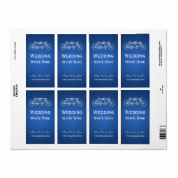 Elegant Wedding Wine Label Tandem Bike Blue | Zazzle