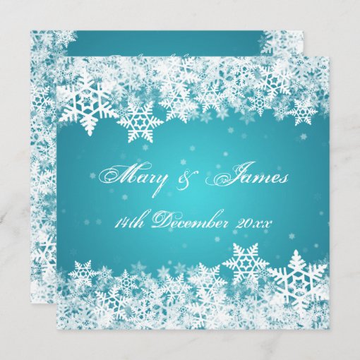 Elegant Wedding Winter Snowflakes Blue Invitation | Zazzle