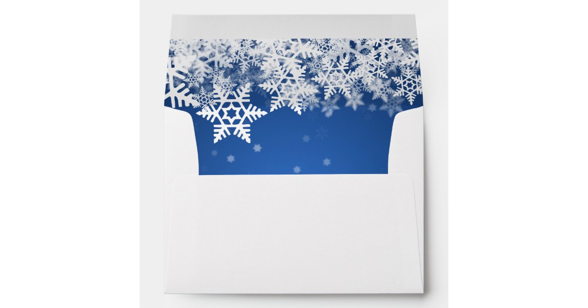 Elegant Wedding Winter Snowflakes Blue Sapphire Envelope | Zazzle