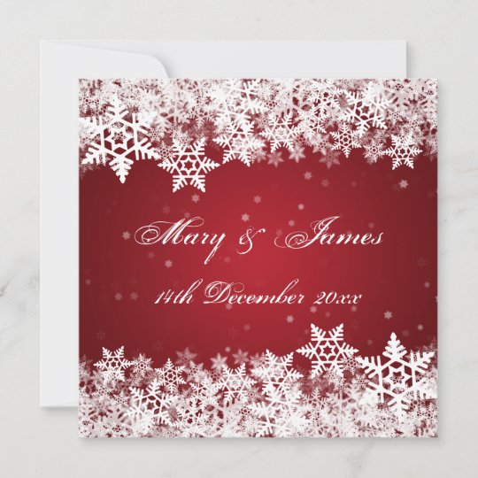 Elegant Wedding Winter Snowflakes Red Invitation | Zazzle.com