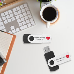 Elegant Weddings Newlyweds Name Monogram Heart USB USB Flash Drive | Zazzle