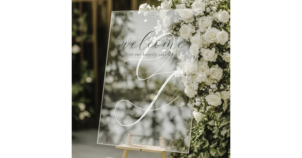 Elegant Welcome Calligraphy Wedding Acrylic Sign | Zazzle