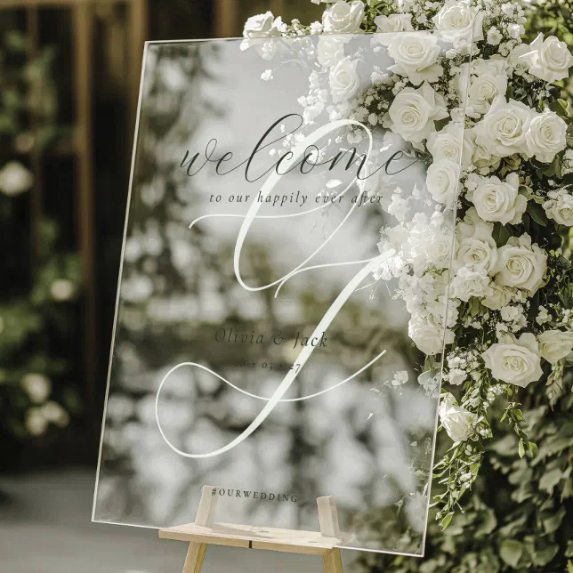 Elegant Welcome Calligraphy Wedding Acrylic Sign | Zazzle