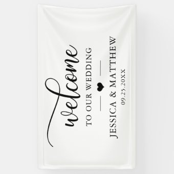 Elegant Welcome to our Wedding Heart WELCOME Banner | Zazzle