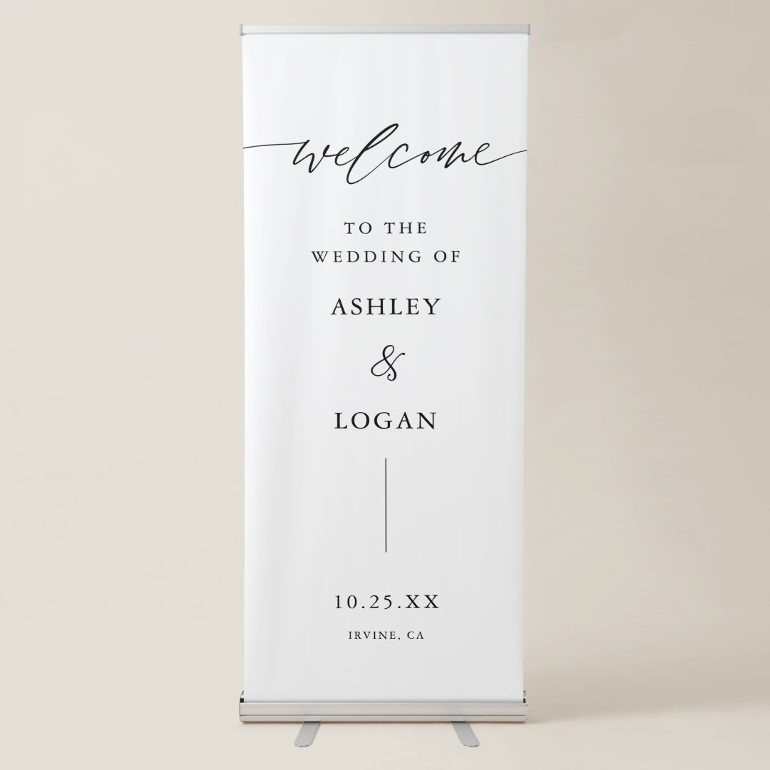 Elegant Welcome To Our Wedding Welcome Retractable Banner | Zazzle