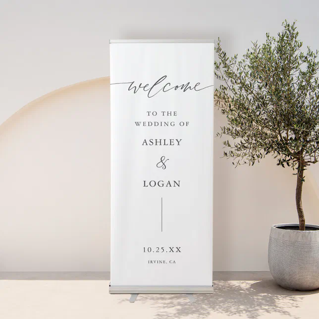 Elegant Welcome To Our Wedding Welcome Retractable Banner | Zazzle