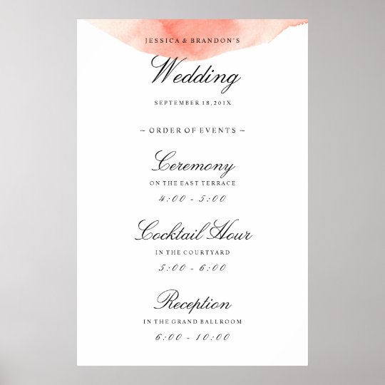 Elegant Welcome Wedding Order of Events Reception Poster | Zazzle.com