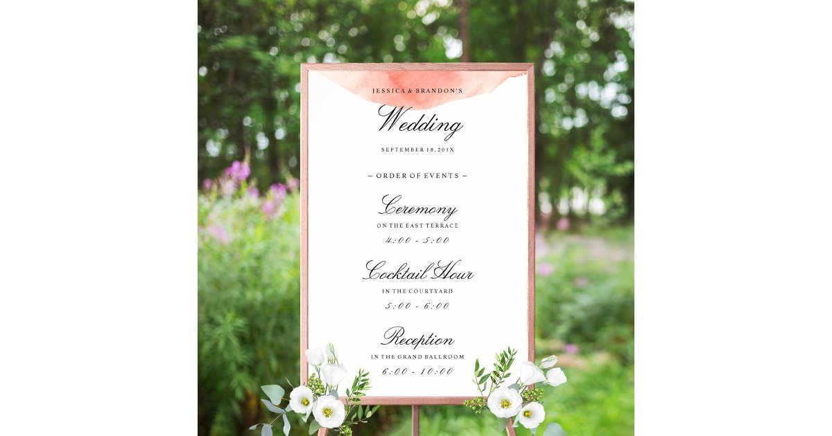 Elegant Welcome Wedding Order of Events Reception Poster | Zazzle