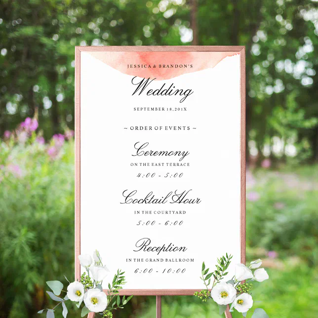 Elegant Welcome Wedding Order of Events Reception Poster | Zazzle