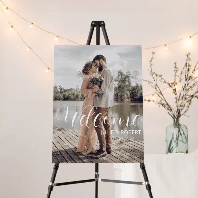 Elegant Welcome Wedding Script Sign | Zazzle