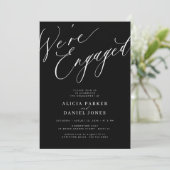 Elegant We're Engaged black engagement party Invitation | Zazzle