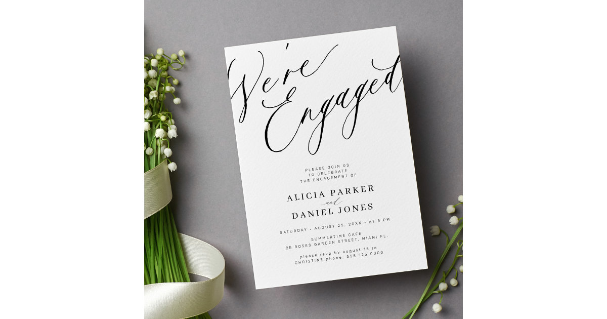 Elegant We're Engaged engagement party Invitation | Zazzle