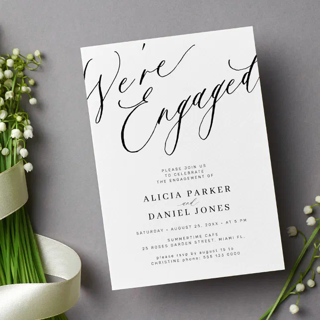 Elegant We're Engaged engagement party Invitation | Zazzle