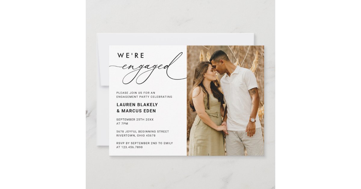 Elegant We're Engaged Photo Engagement Party Invitation | Zazzle