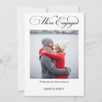Elegant We're Engaged Script Photo Engagement Announcement | Zazzle
