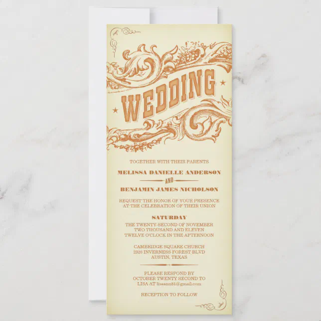 Elegant Western Wedding Invitations | Zazzle