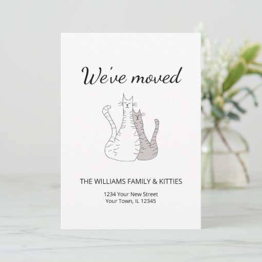 Elegant We've Moved Cute Cats Moving Announcement | Zazzle