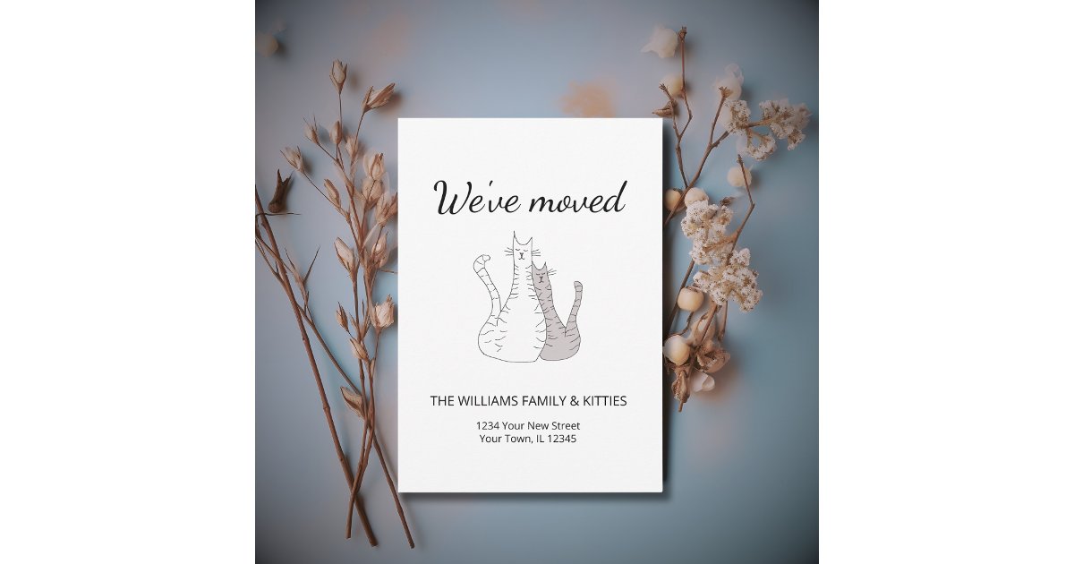 Elegant We've Moved Cute Cats Moving Announcement | Zazzle