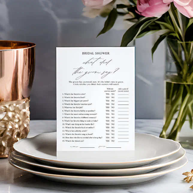 Elegant What did the Groom Say Game Card | Zazzle