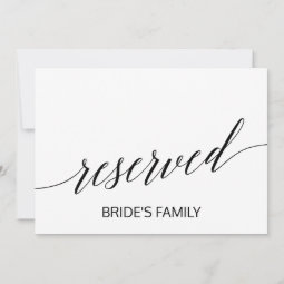 Elegant White and Black Calligraphy Reserved Sign | Zazzle