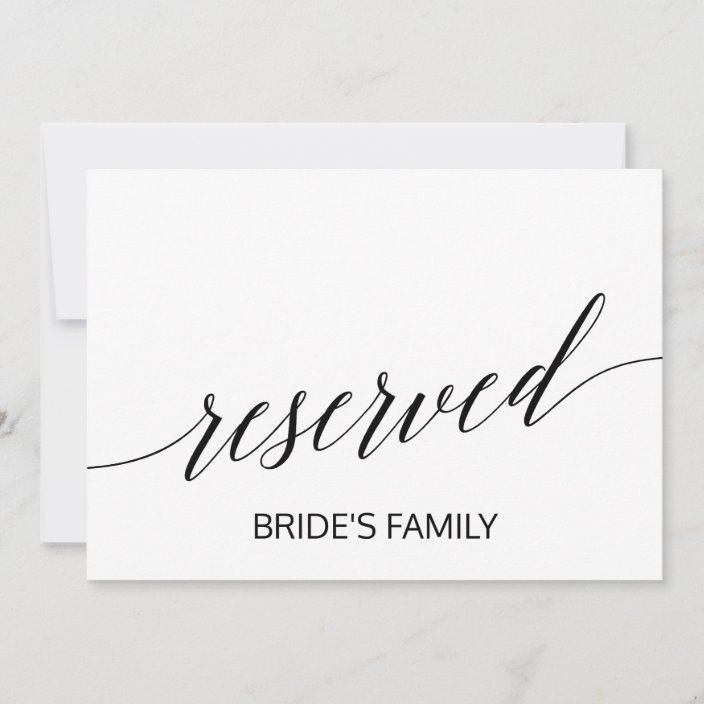 Elegant White and Black Calligraphy Reserved Sign | Zazzle.com