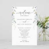 Elegant White and Blue Floral Wedding Program | Zazzle
