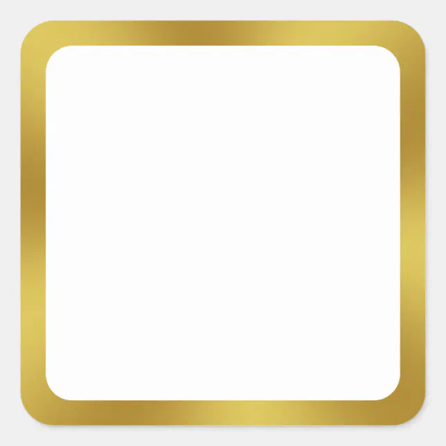 Elegant White and Faux Gold Border Square Sticker | Zazzle