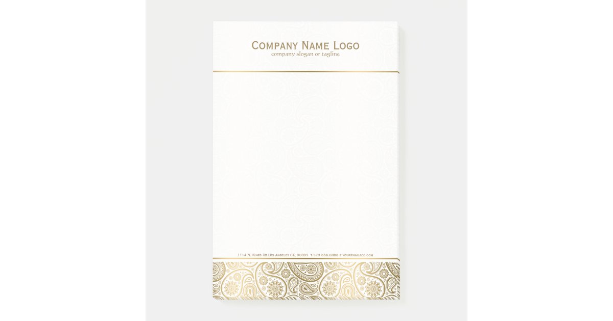 Elegant White And Gold Floral Paisley 2 Post-it Notes | Zazzle