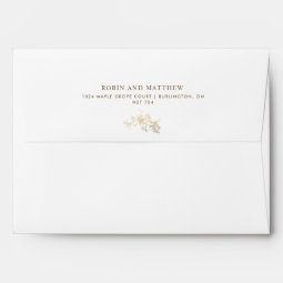 Elegant White and Gold Gilded Detail Wedding Envelope | Zazzle