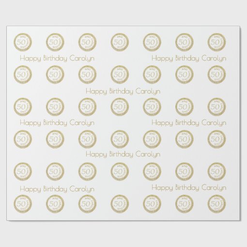Elegant White and Gold Glitter 50 and Fabulous Wrapping Paper | Zazzle