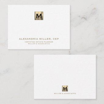 Elegant White and Gold Initial Logo Note Card | Zazzle